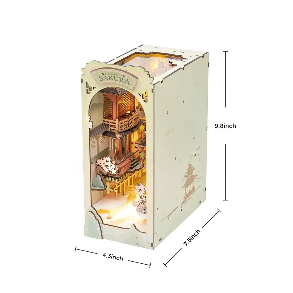 ROBOTIME Składany Drewniany Model 3D LED - Book Nook Opadająca Sakura | sklep nice-idea.pl