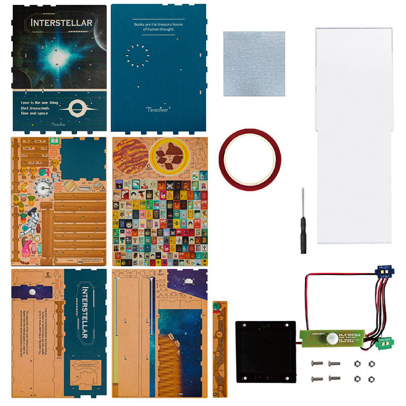 Tonecheer Składany Drewniany Model 3D LED - Book Nook Interstellar ...